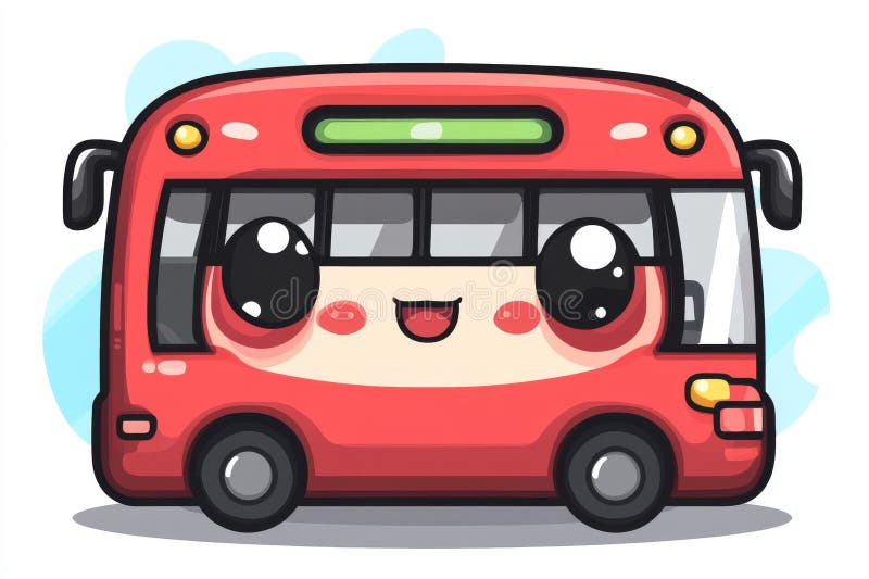 A Cartoon Bus with a Cheerful Face and a Joyful Look Stock Photo ...