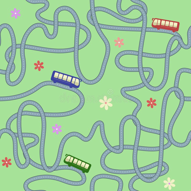 Cartoon bus on the road stock vector. Illustration of seamless - 116717269