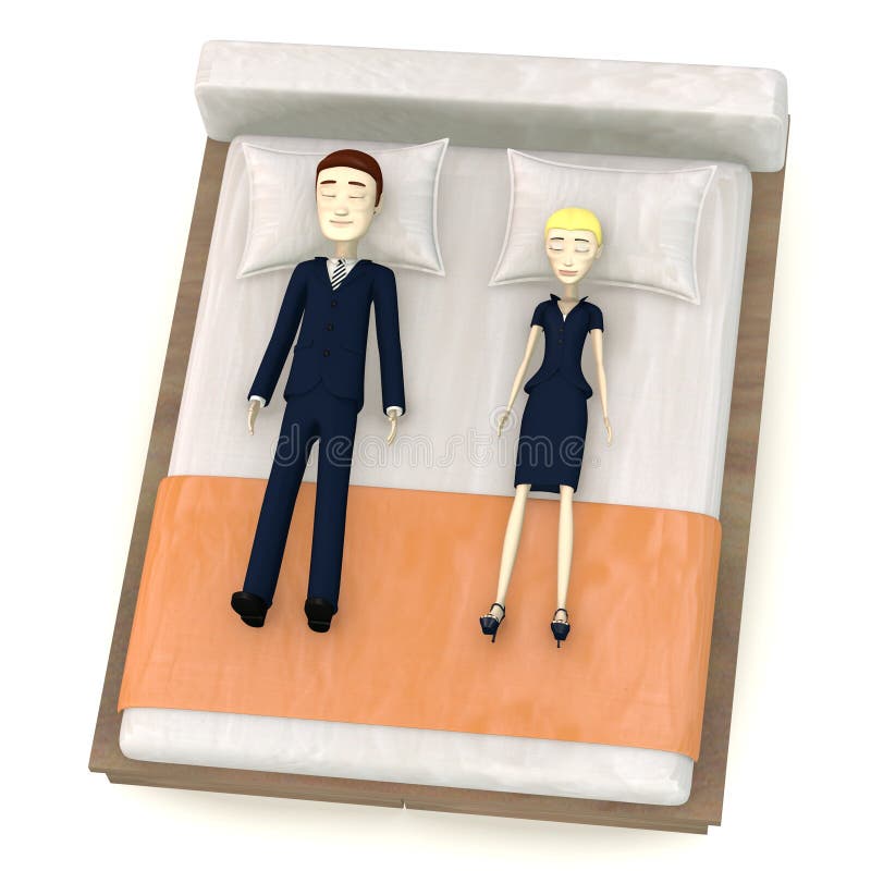 Cartoon Business Characters on Bed Stock Illustration - Illustration of ...