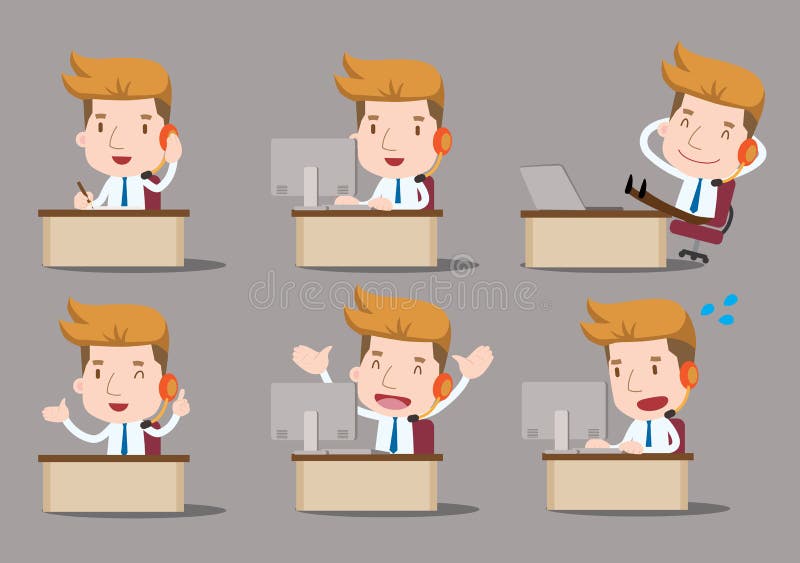 Cartoon Business Characters , Call Center Stock Vector - Illustration ...