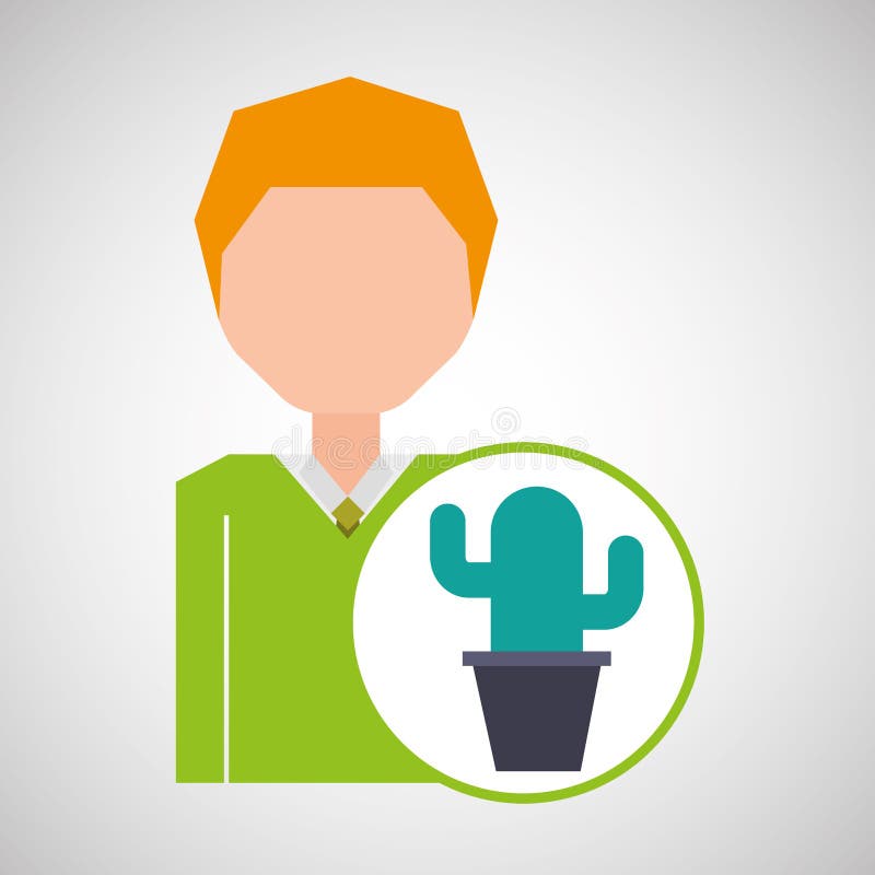 Cartoon Business Man Cactus Office Icon Stock Vector - Illustration of ...