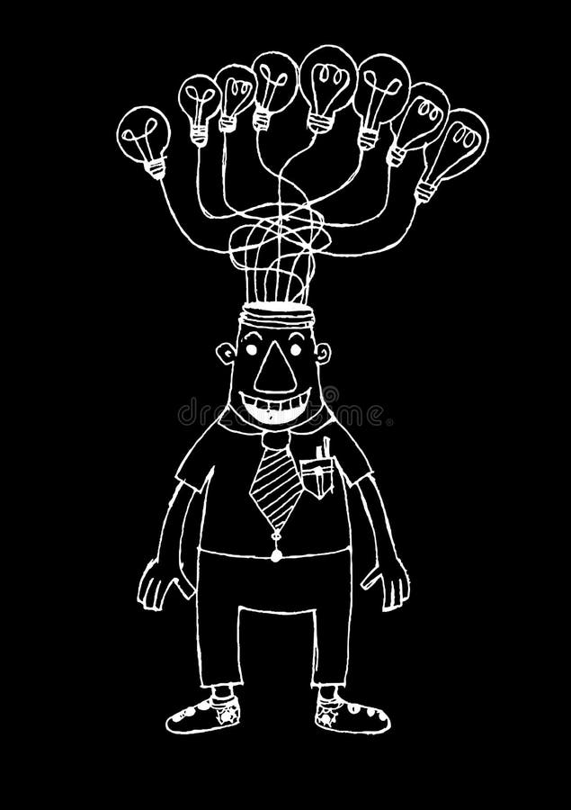 Cartoon Business Man Think Idea Stock Illustration - Illustration of ...