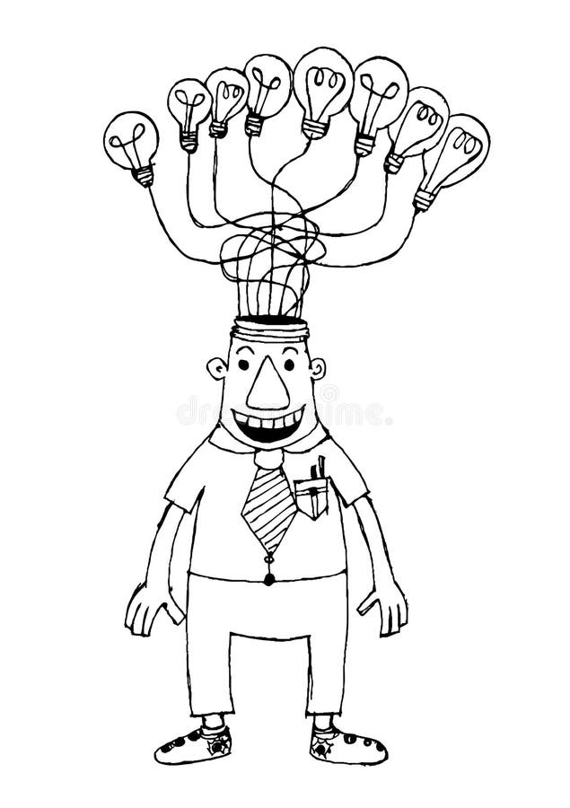 Cartoon Business Man Think Idea Stock Illustration - Illustration of ...