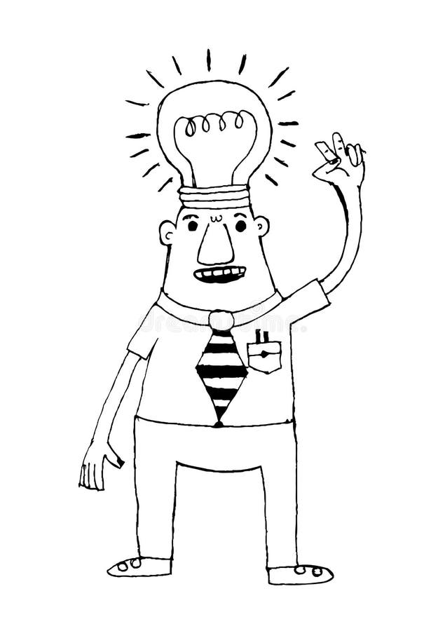 Cartoon Business Man Think Idea Stock Illustration - Illustration of ...