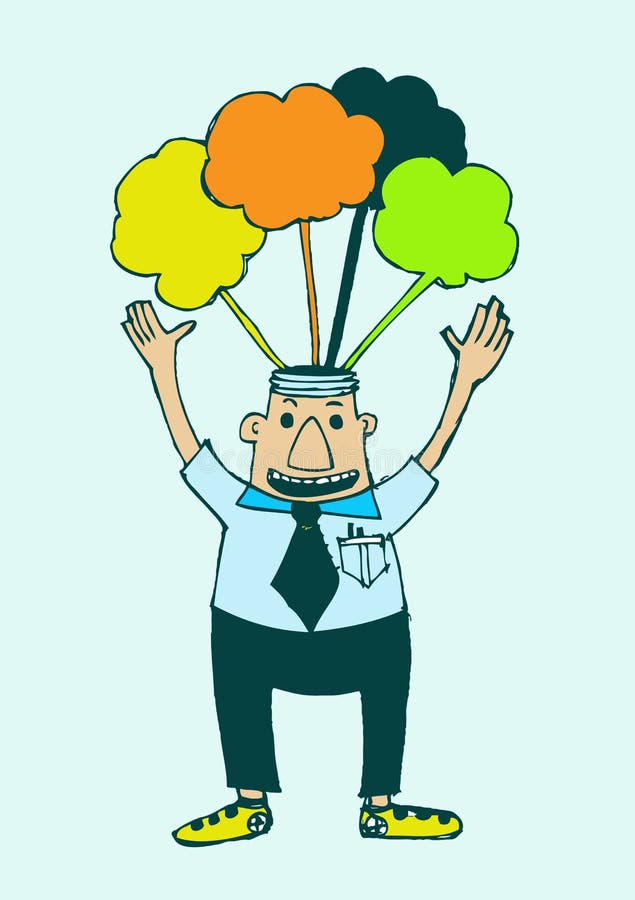 Cartoon Business Man Think Idea Stock Illustration - Illustration of ...