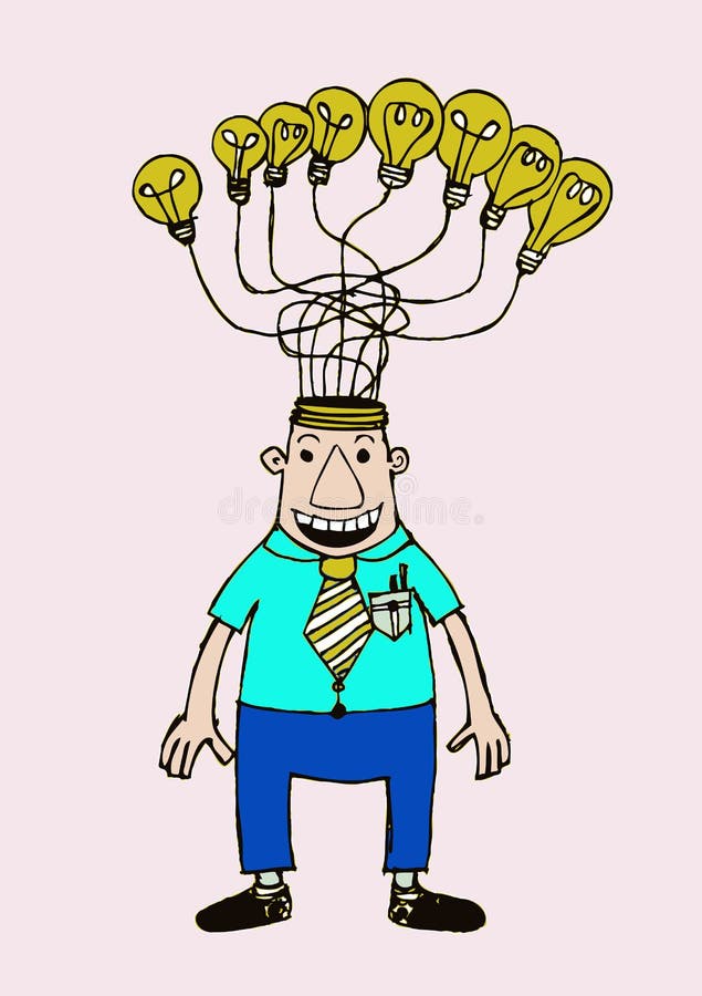 Cartoon Business Man Think Idea Stock Illustration - Illustration of ...