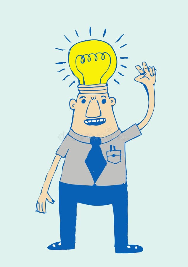 Cartoon Business Man Think Idea Stock Illustration - Illustration of ...