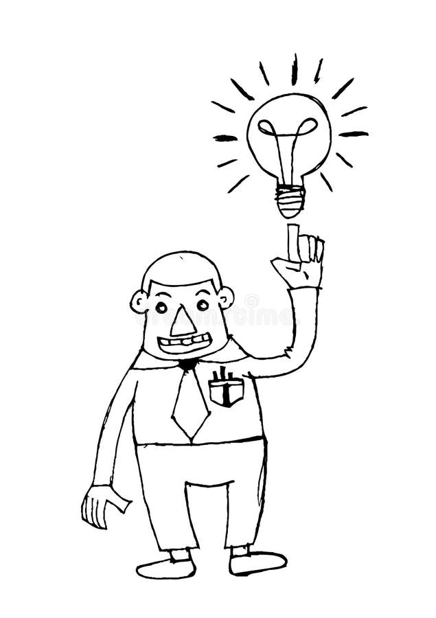 Cartoon Business Man Think Idea Stock Illustration - Illustration of ...