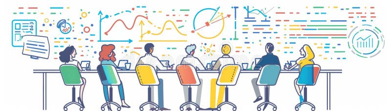 A Cartoon of a Business Meeting with Datadriven Decisions Stock ...