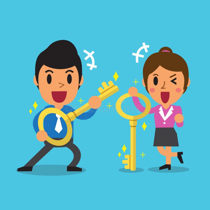 Cartoon Business People with Keys Stock Vector - Illustration of person ...