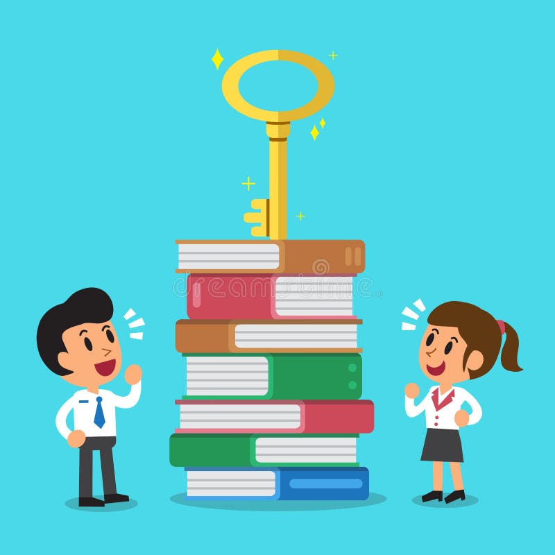 Cartoon girl with big key stock illustration. Illustration of large ...