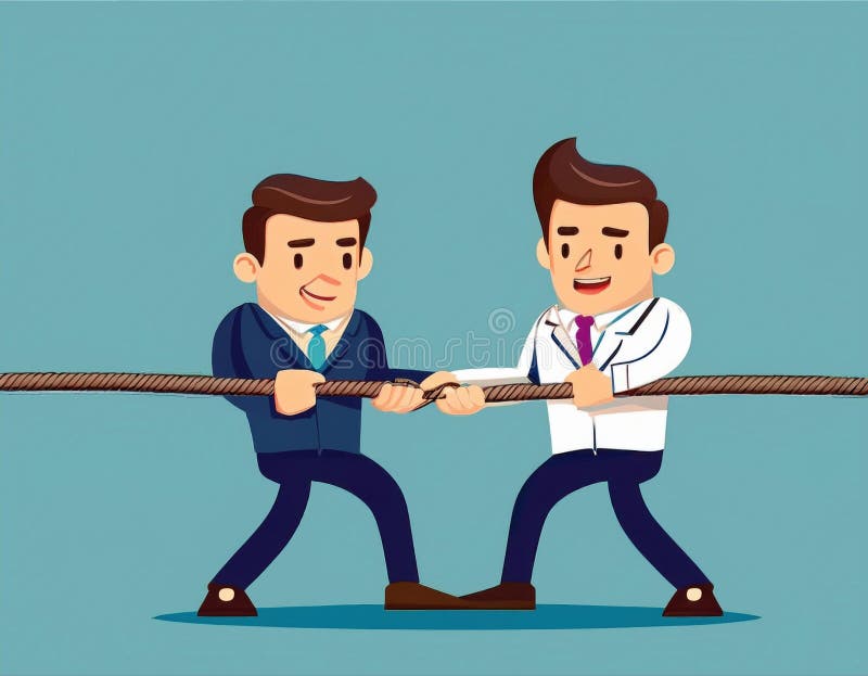 Cartoon Business People Tug of War Competition Stock Illustration ...