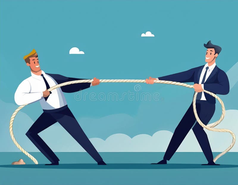 Cartoon Business People Tug of War Competition Stock Illustration ...