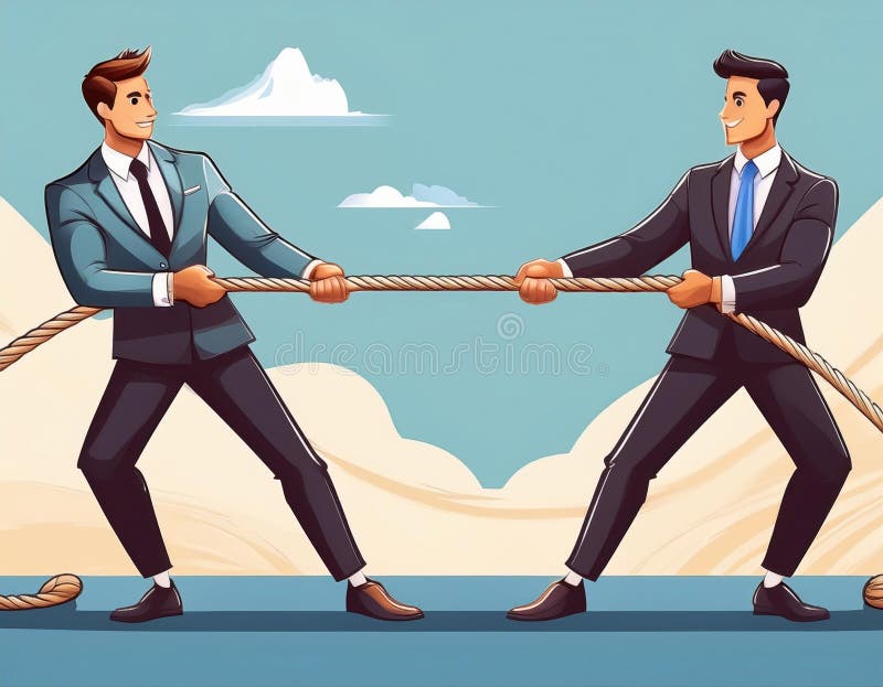 Cartoon Business People Tug of War Competition Stock Illustration ...