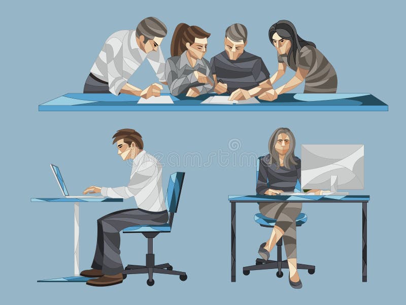 Cartoon Business People Working Stock Vector - Illustration of business ...