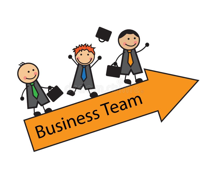 Cartoon Business Team on an Arrow Stock Illustration - Illustration of ...