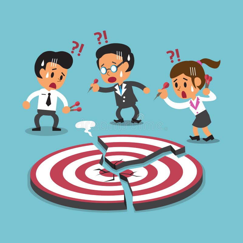 Cartoon Business Team and Broken Target Stock Vector - Illustration of ...