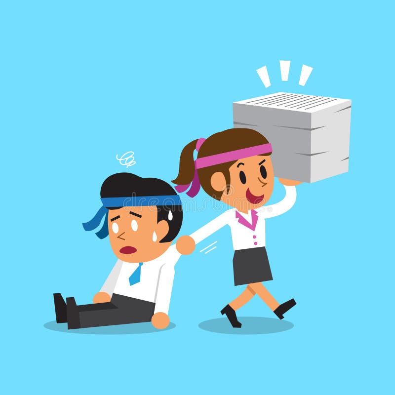 Cartoon Business Team with a Lot of Work Stock Vector - Illustration of ...