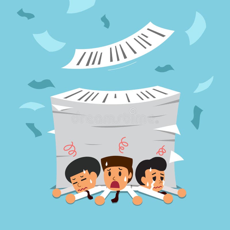 Cartoon Business Team with a Lot of Work Stock Vector - Illustration of ...