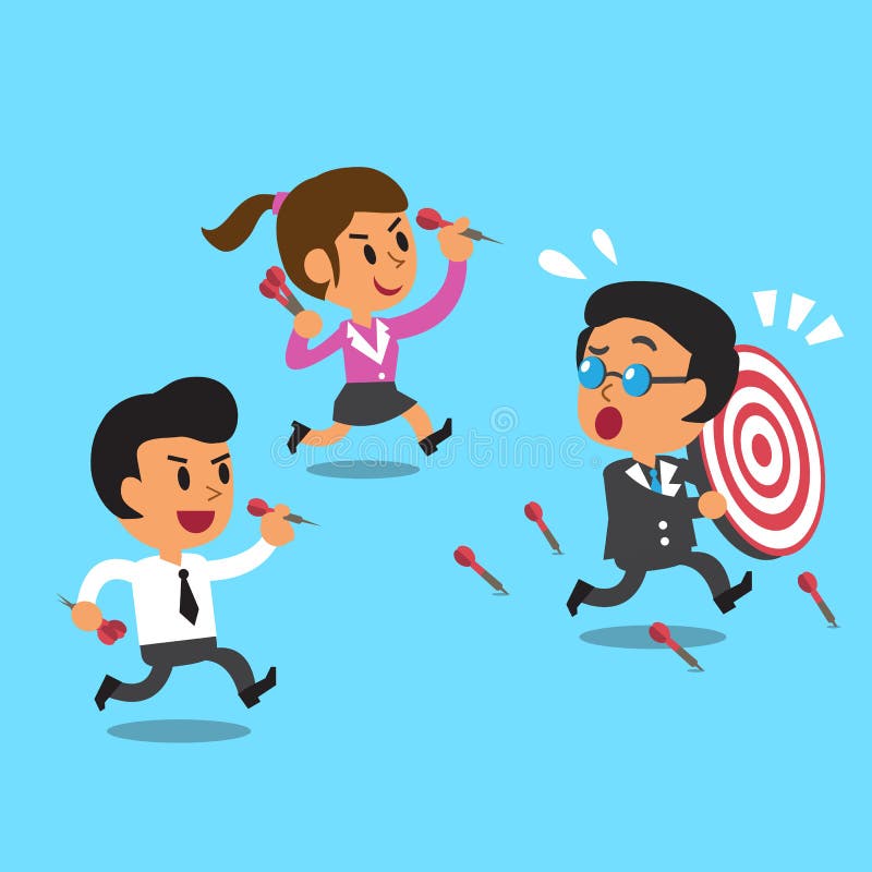 Cartoon Business Team and Target Stock Vector - Illustration of leader ...