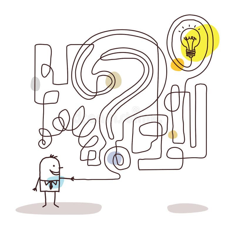 Cartoon Businessan with Maze and Solution Stock Vector - Illustration ...