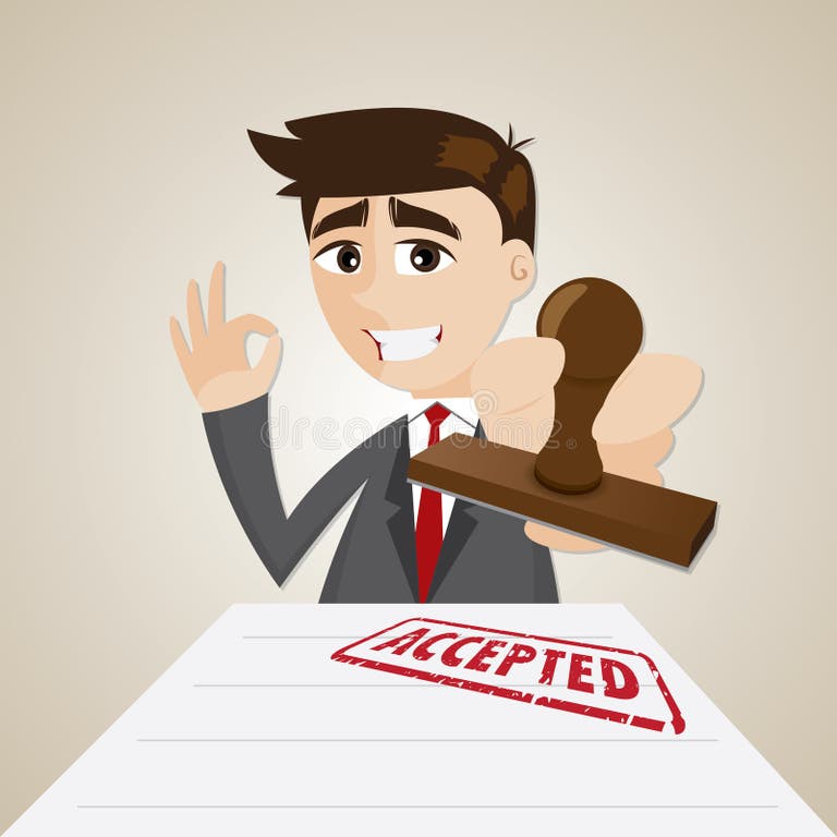 Cartoon Businessman with Accepted Document Stock Vector - Illustration ...