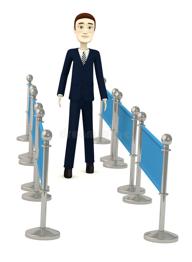 Cartoon Businessman with Barriers Stock Illustration - Illustration of ...