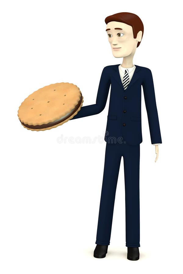 Cartoon Businessman with Biscuit Stock Illustration - Illustration of ...