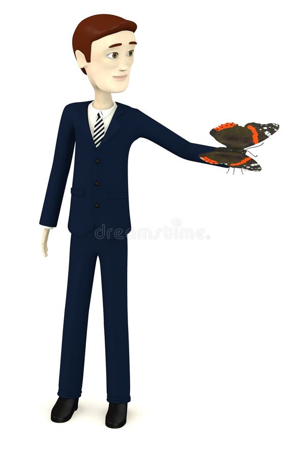 Cartoon Man with Butterfly Wings Stock Illustration - Illustration of ...