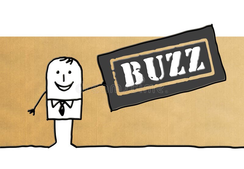 Cartoon Businessman with Buzz Sign Stock Illustration - Illustration of ...
