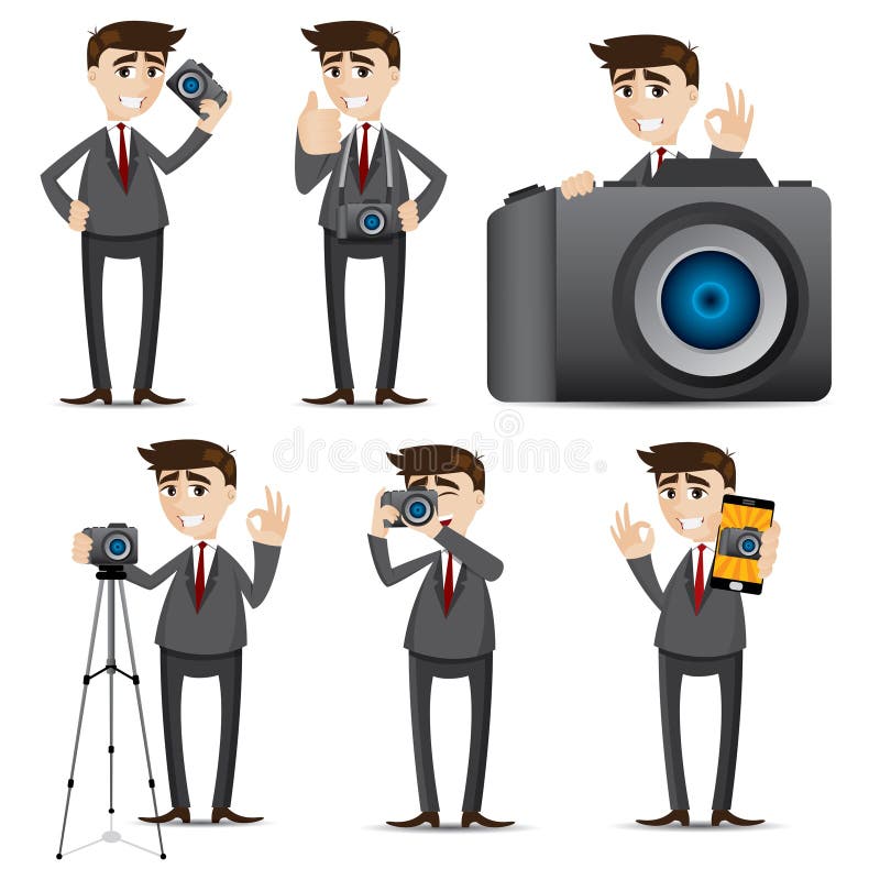 Cartoon Businessman with Camera Dslr Stock Vector - Illustration of ...