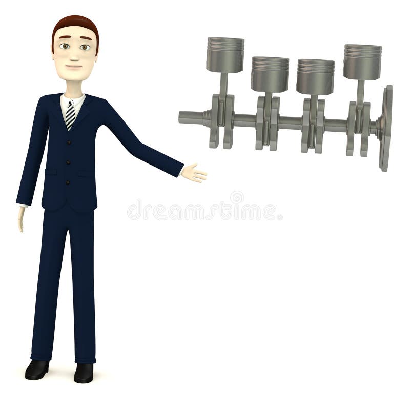 Cartoon Businessman with Car Engine Stock Illustration - Illustration ...