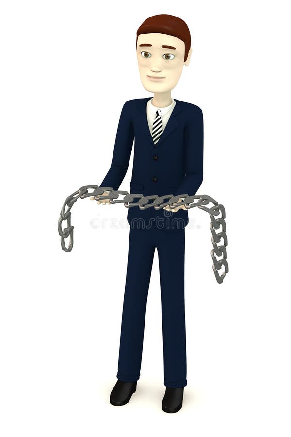 Cartoon Man with Chain Fence Stock Illustration - Illustration of chain ...