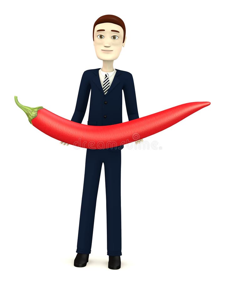 Cartoon Businessman with Chilli Stock Illustration - Illustration of ...