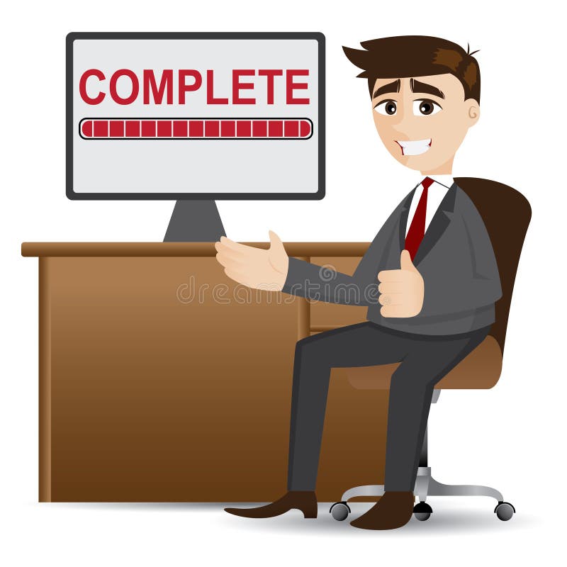 Cartoon Businessman With Complete Process Stock Vector - Image: 41833684