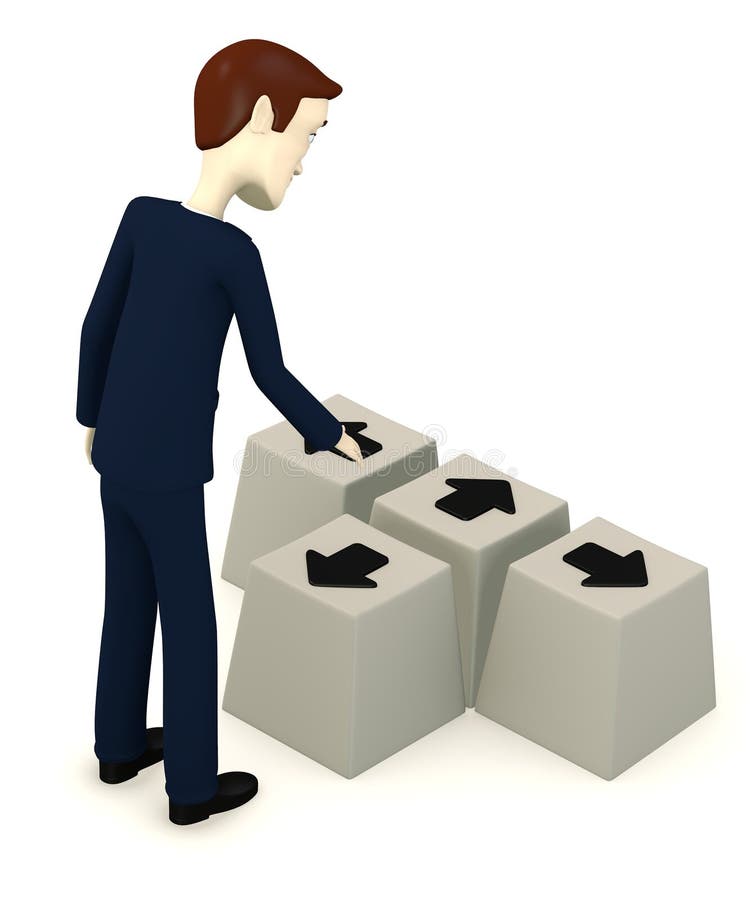 Cartoon Businessman with Control Arrows Stock Illustration ...