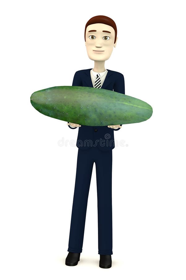 Cartoon man with cucumber stock illustration. Illustration of human ...