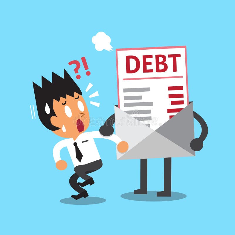 Cartoon Businessman and Debt Letter Stock Vector - Illustration of ...