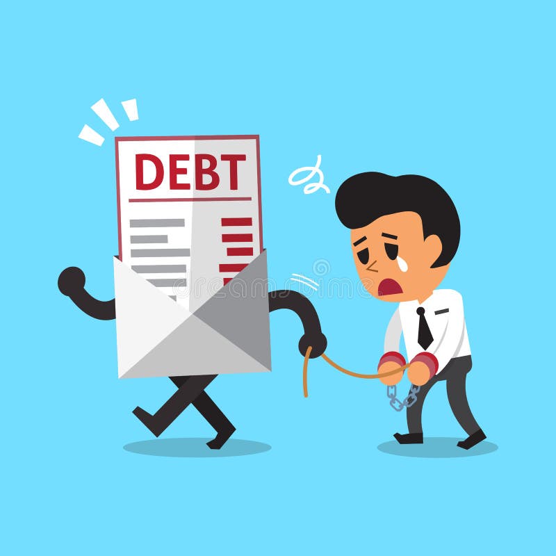Cartoon Businessman and Debt Letter Stock Vector - Illustration of mail ...