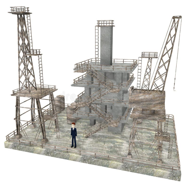 Cartoon Businessman on Drilling Rig Stock Illustration - Illustration ...