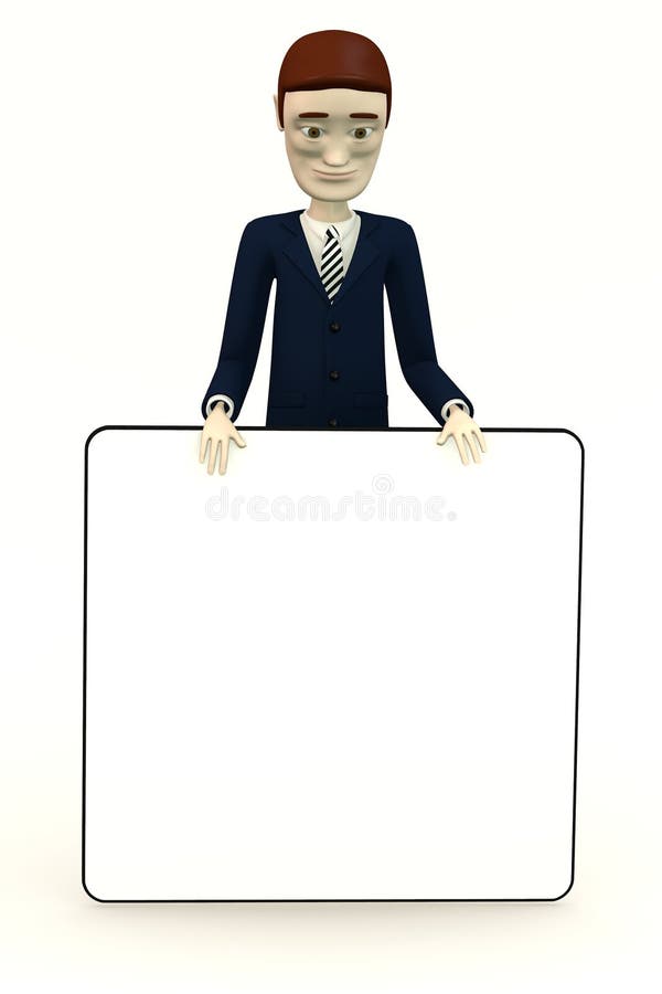 Cartoon Businessman with Empty Board Stock Illustration - Illustration ...