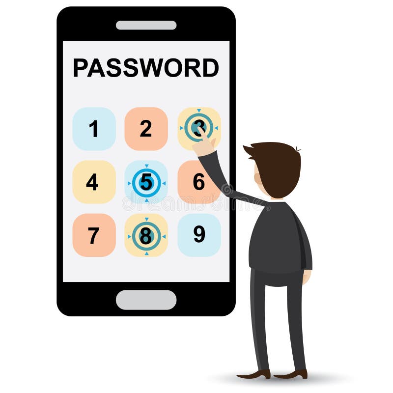 Cartoon Businessman Enter Password on Smartphone Stock Vector ...
