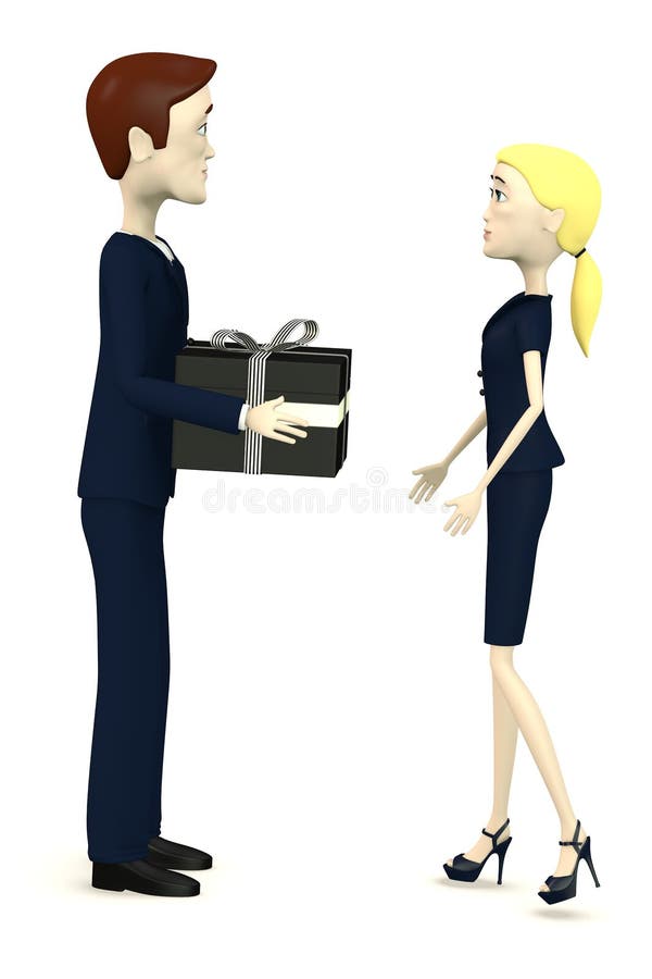 Cartoon Businessman Giving a Gift Stock Illustration - Illustration of ...