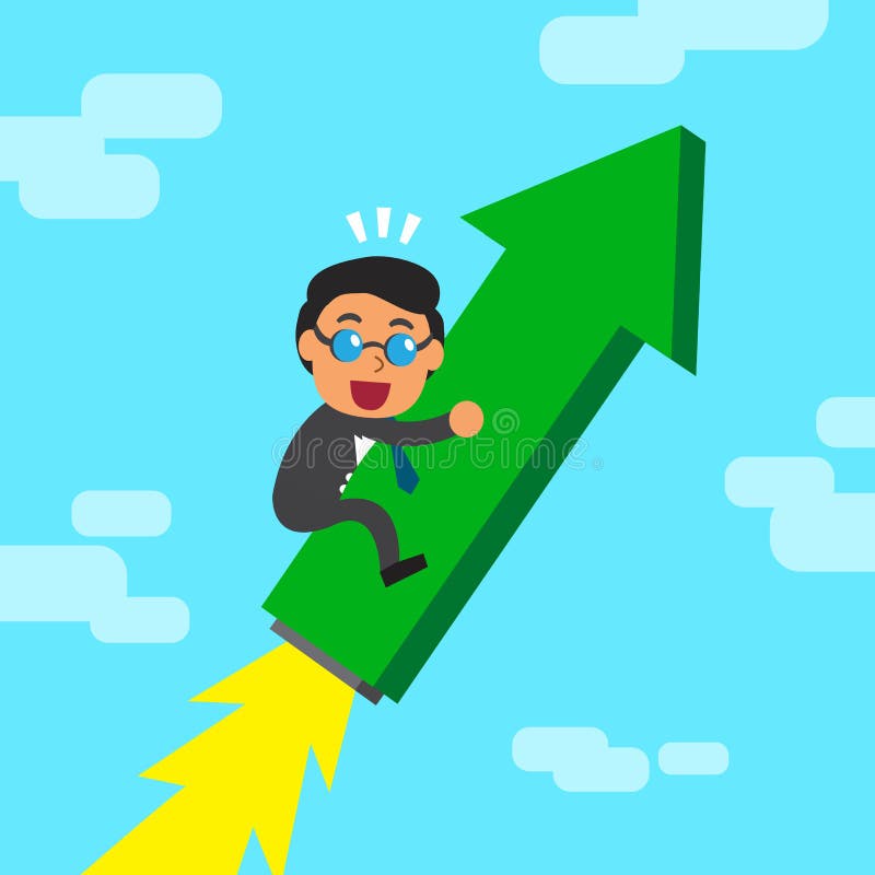 Cartoon Businessman with a Green Graph Arrow Stock Vector ...
