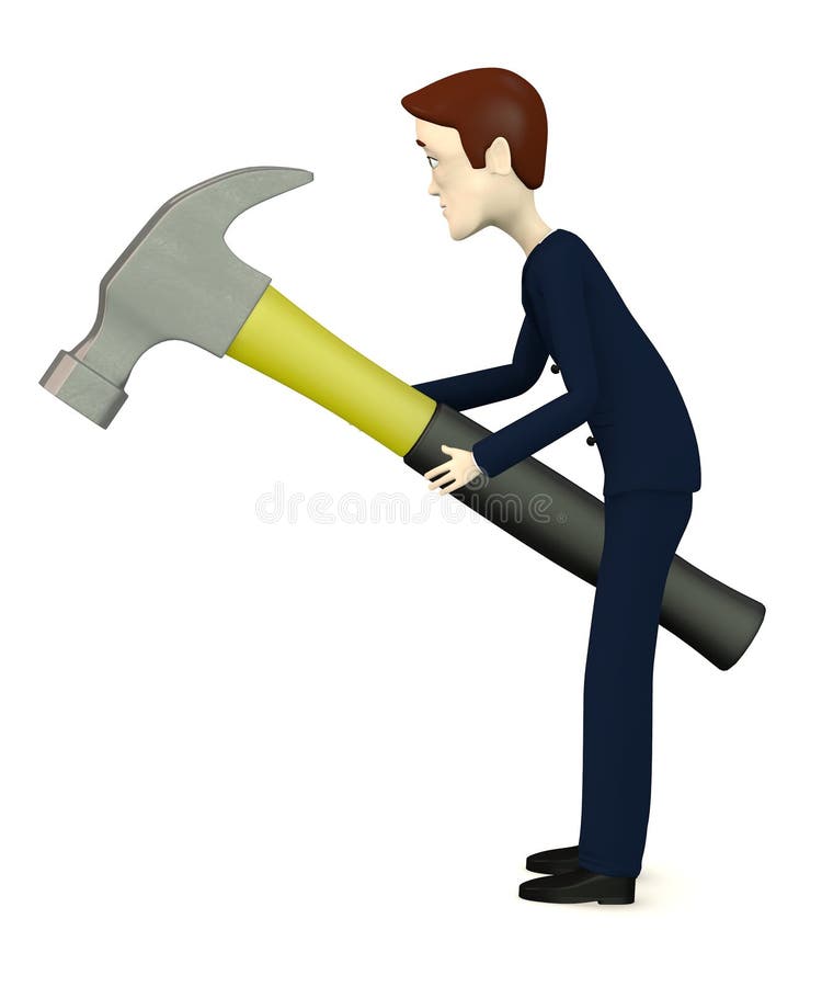 Cartoon Businessman with Hammer Stock Illustration - Illustration of ...