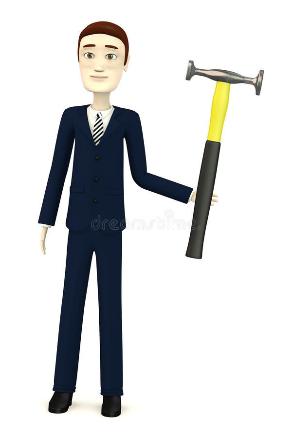 Cartoon Businessman with Hammer Stock Illustration - Illustration of ...
