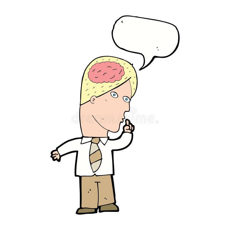 Cartoon Businessman with Huge Brain with Speech Bubble Stock ...