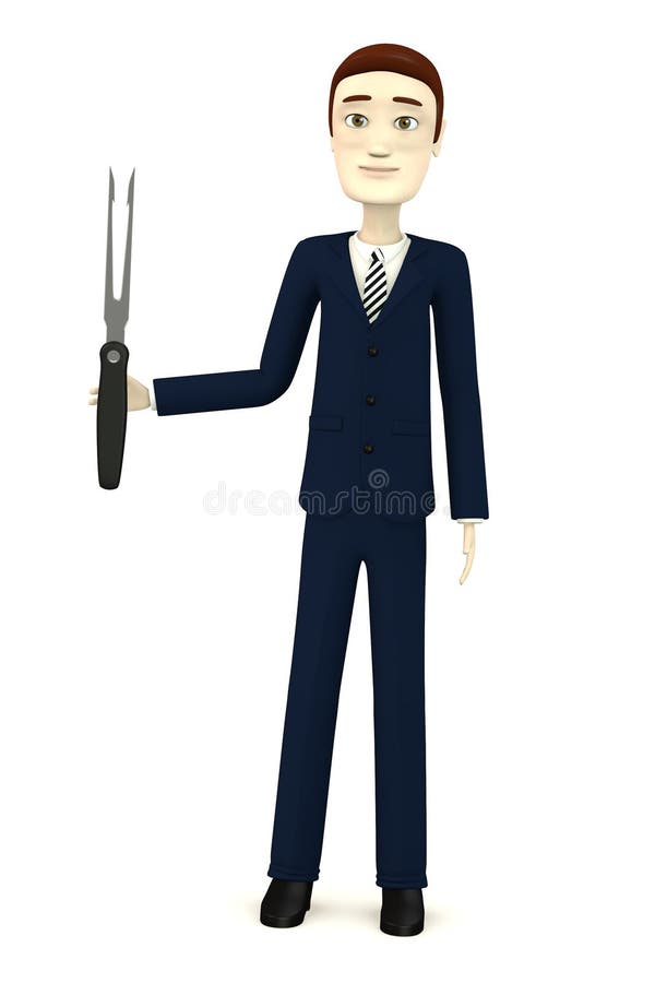 Cartoon Businessman with Knife Stock Illustration - Illustration of ...
