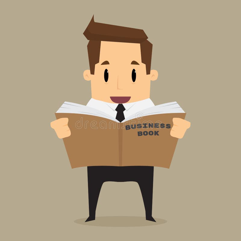 Cartoon Businessman Learn and Reading a Book Stock Vector ...