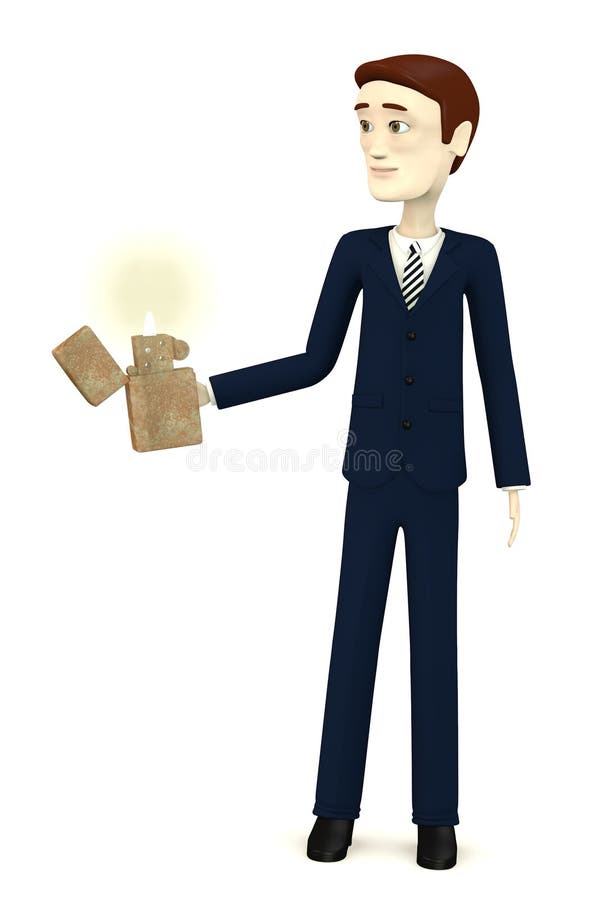 Cartoon man with lighter stock illustration. Illustration of fire ...
